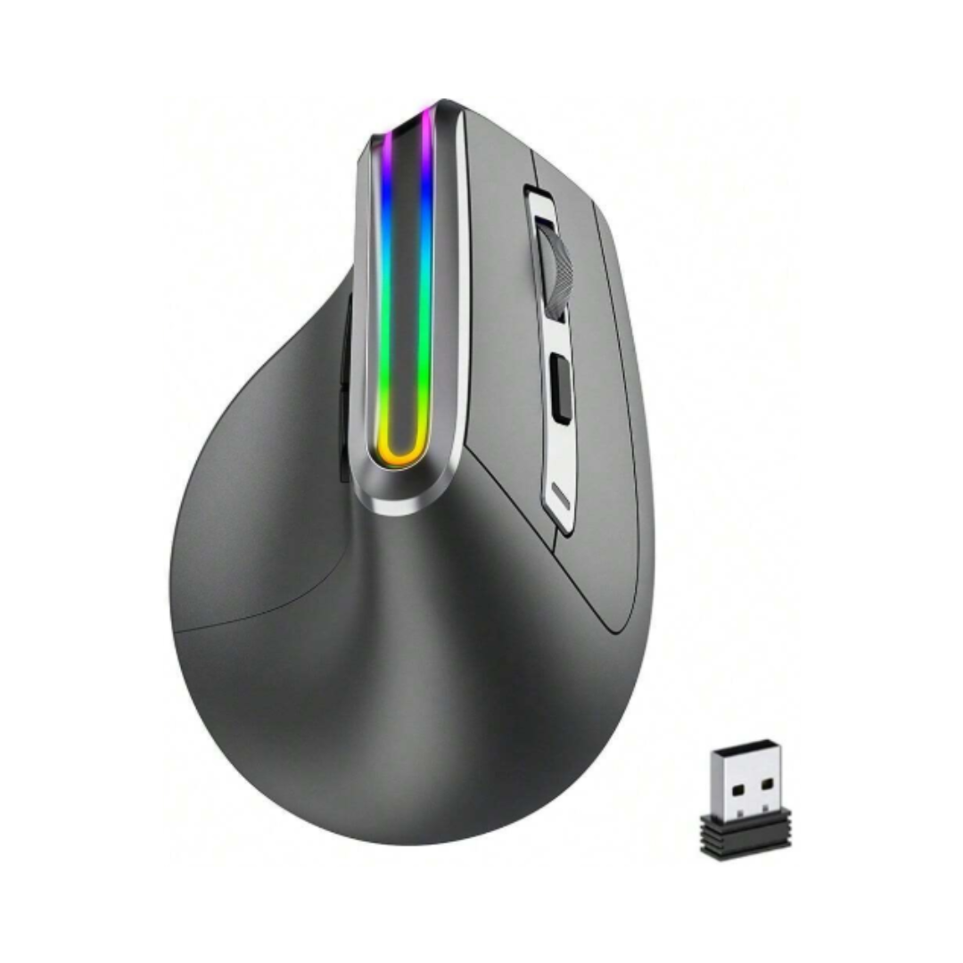 Mouse Vertical Inalambrico RGB Ergonomico Y Recargable - Simple Tech ...